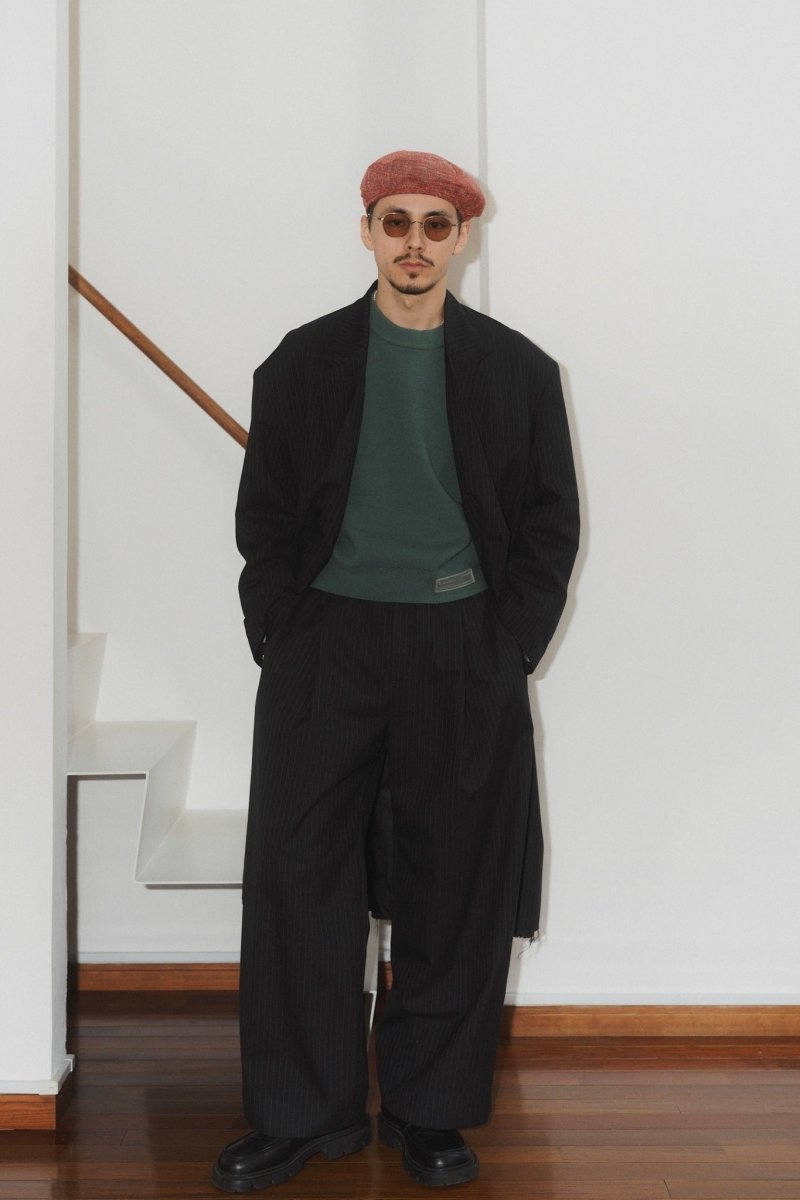 -high end- oversize long chester coat(unisex)/stripe | KNUTH MARF